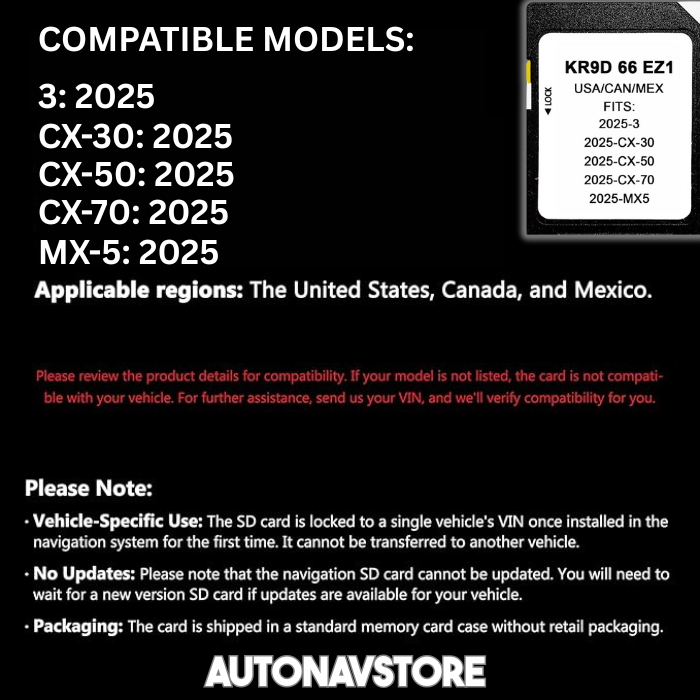 2025 Mazda GPS Navigation SD Card Map KR9D 66 EZ Mazda 3, CX-30, CX-50 ...