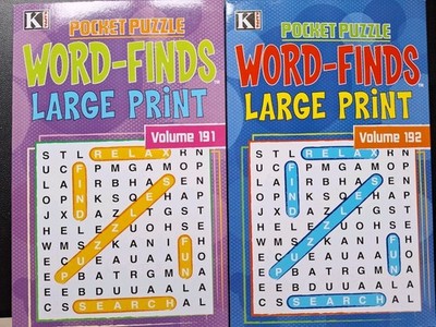 2 Kappa Large Print Word Finds Vol 191-192 - 67 Puzzles Each New Lot | eBay