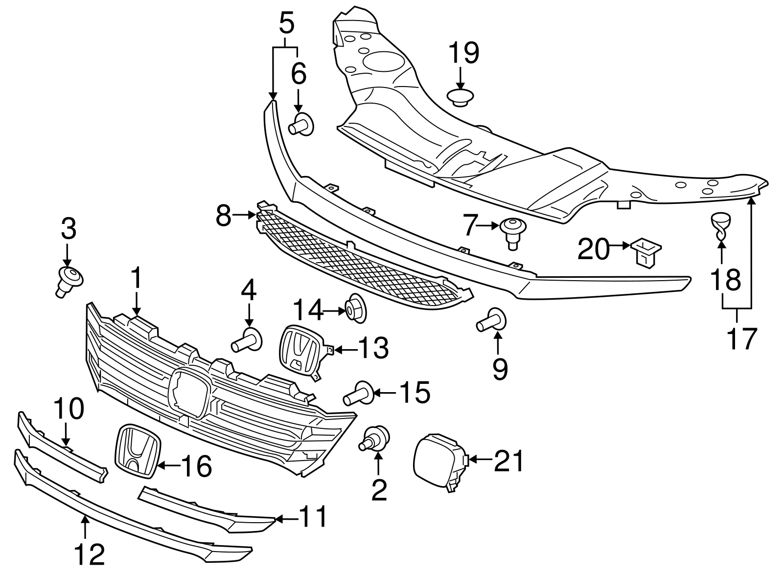 2016-18 Honda Pilot Front Grille Radar Emblem Cover (71125-TG7-A11) | eBay