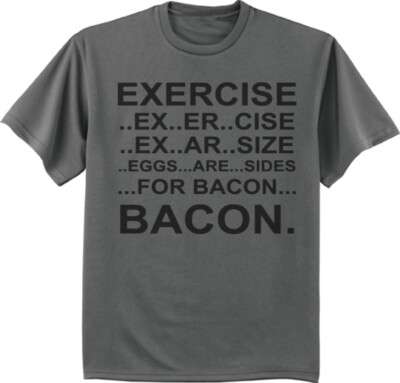 Funny Bacon T-shirt Mens Graphic Tee Exercise Bacon Side Eggs | eBay