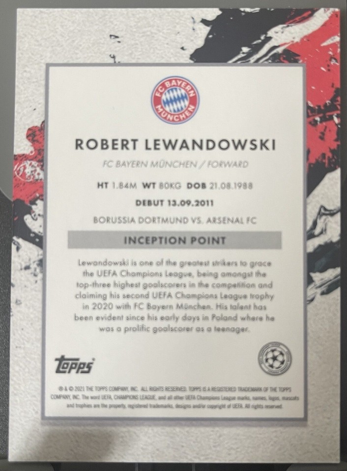 2020-21 Topps UEFA UCL Inception - Robert Lewandowski Cloud 9 Base | eBay