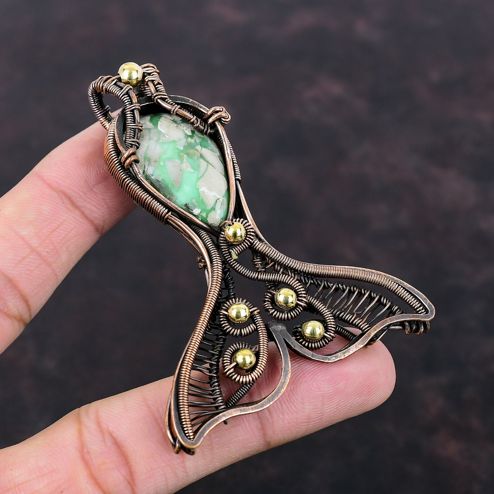Variscite Copper Gift For Bestie Wire Wrapped Fish Pendant 2.95" | eBay
