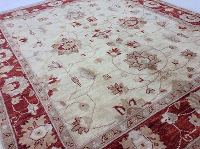 5'.1" X 6'.3" Beige Reddish Rust Agra Oriental Area Wool Rug Handmade ...