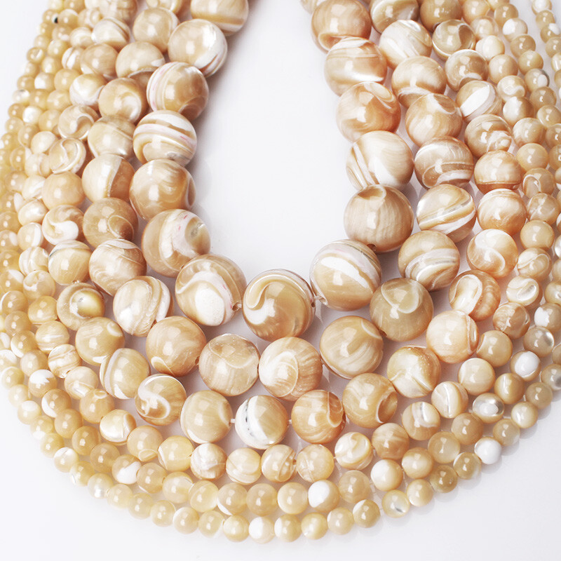 Natural Brown Trochus Shell Beads Sea Shell 4 5 6 8 10 12mm Round Bead ...