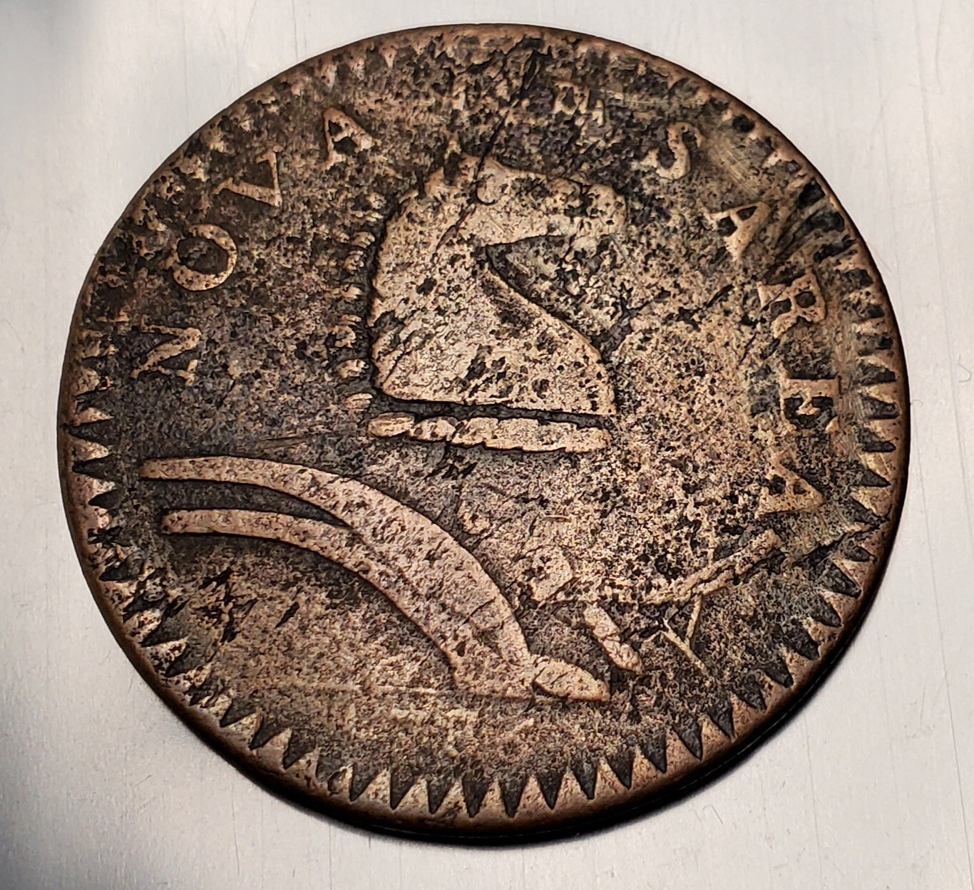 1786 New Jersey Copper Colonial Rare Coin Narrow Shield Curved Plow ...