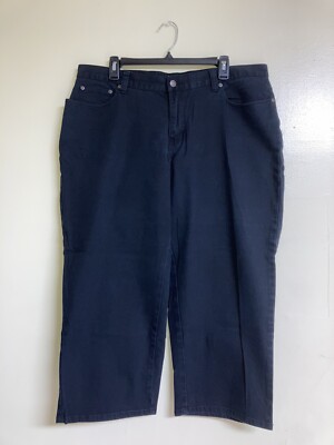 Women's Capri Jeans Lee Size 18 Black Denim Riveted By Lee 5-Pocket ...