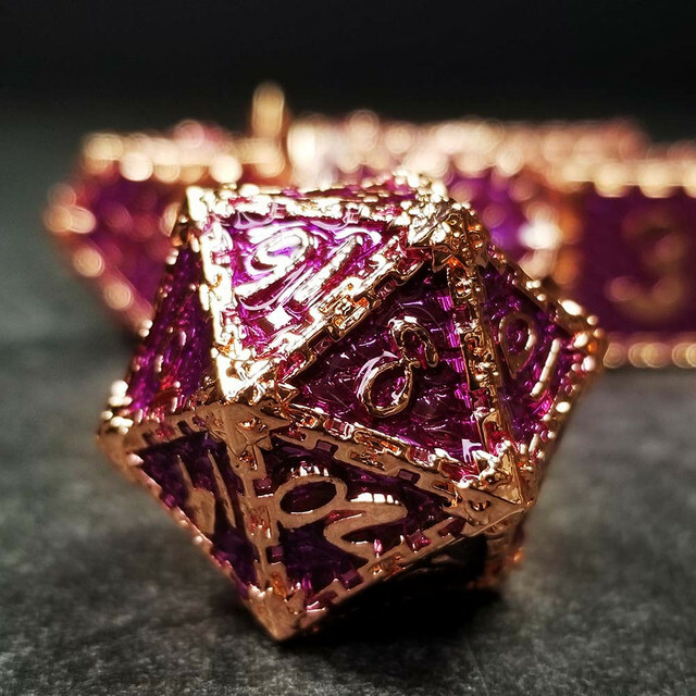 Sage's Dragonstones - Chained Drake Purple Copper Metal Polyhedral Dice ...