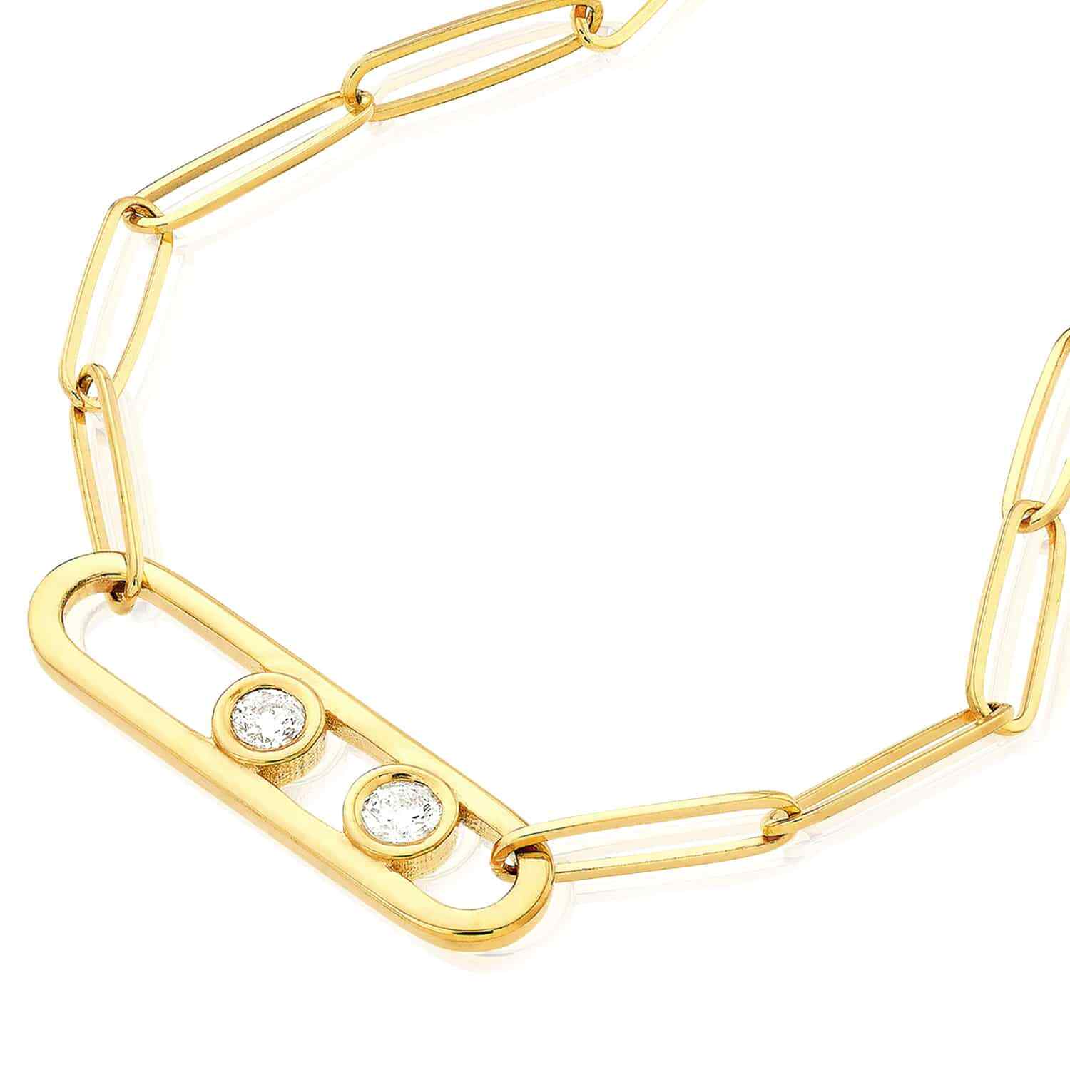 0.12CTW Natural Diamond 14K Yellow Gold Paperclip Necklace (Hollow) 18 ...