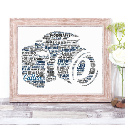 Personalised CAMERA Word Art Print Gift Photographer Photography dslr ...