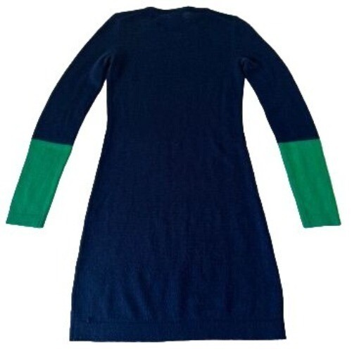 Theory 100% Cashmere Sweater Bodycon Dress Colorblock Navy Green Petite ...