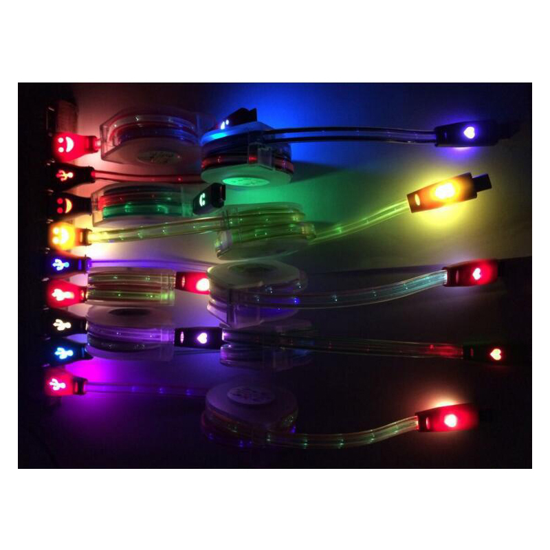Retractable Glow LED USB Sync&Charger Cable for Phone5/5s/5c/6/6s/SE ...