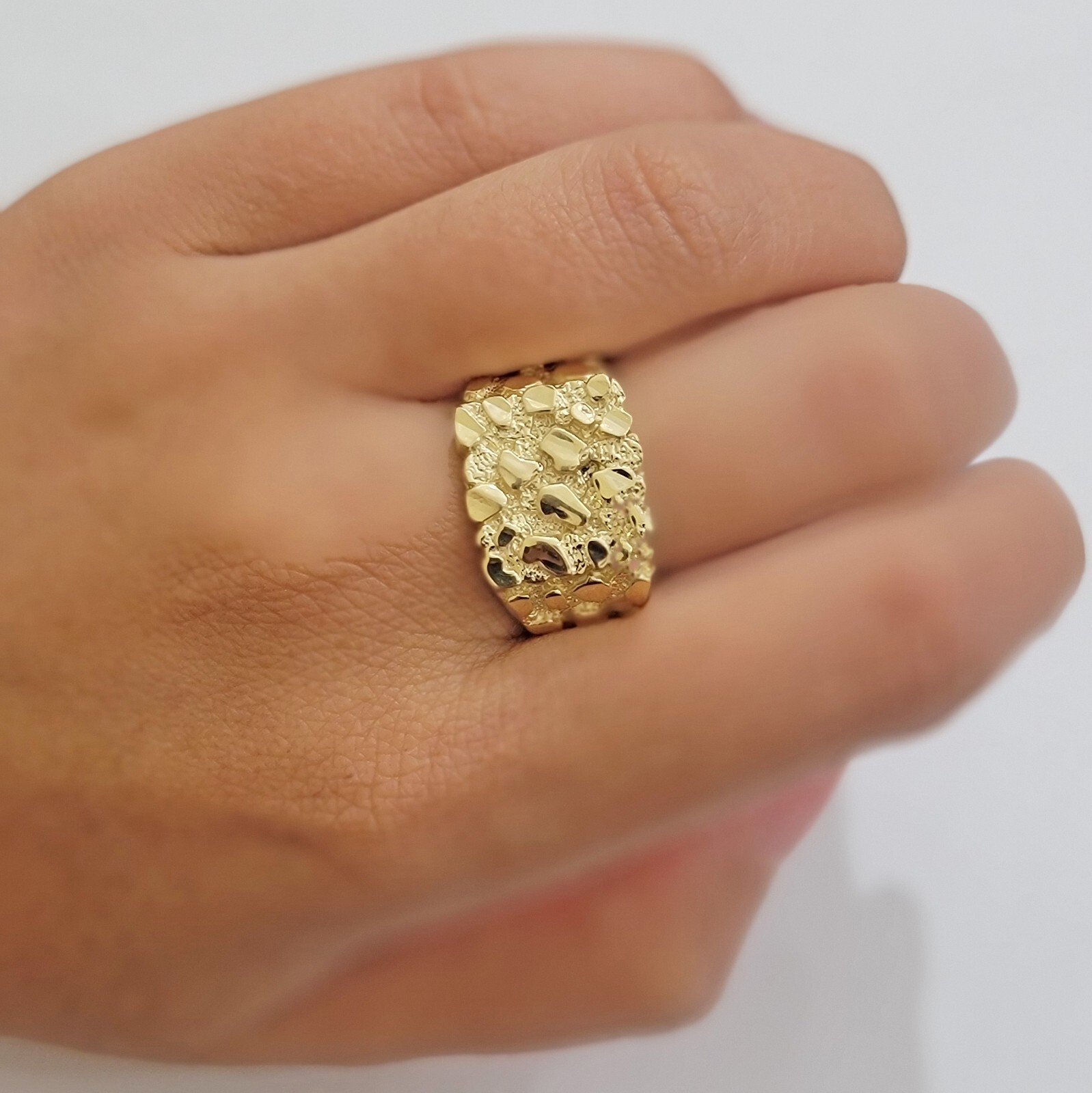 Real 14k Yellow Gold Nugget Ring Solid Mens SZ 9 Genuine 14kt casual ...
