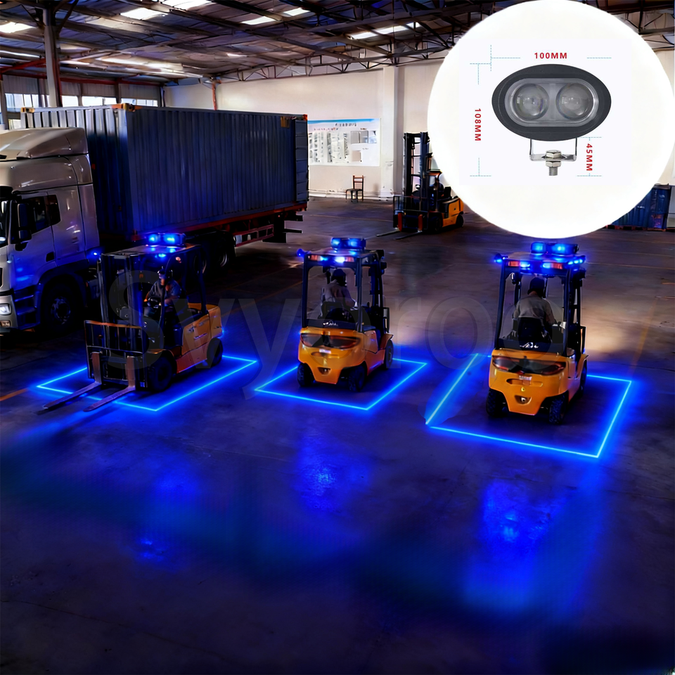 Forklift Safety Spot Working Light Warning Lamp 2 Light LED Blue 20W 12 ...