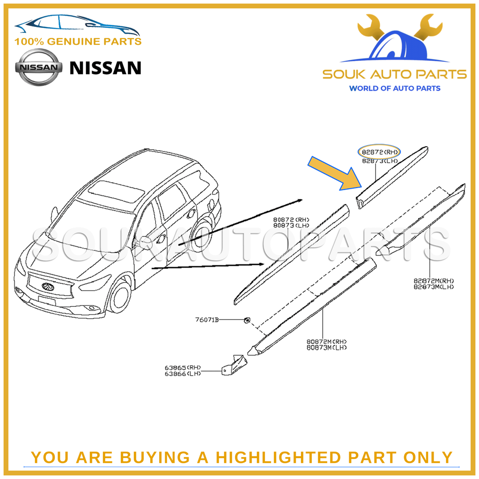 82870-9NF0A Genuine Nissan MOULDING-REAR DOOR, RH 828709NF0A OEM | eBay