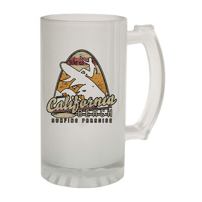 California Beach Surfing Paradise Surf - Novelty Gift Funny Glass Beer ...