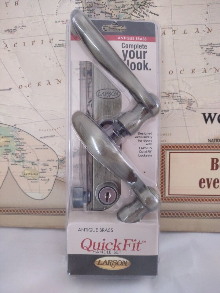 Larson Quick Fit Antique Brass Storm Door Matching Handle set 20297820 ...