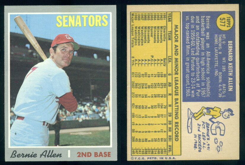 (65092) 1970 Topps 577 Bernie Allen Senators-NM | eBay