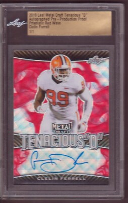 49ers 1/1 RC Autograph Clelin Ferrell PROOF PRISMATIC RED WAVE Leaf ...