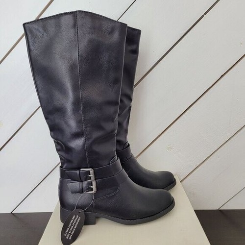 NEW Style & Co. Womens Maliaa Black Knee-High Boots 6M Man-Made Upper ...