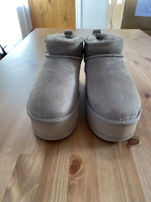 Ladies Genuine Twin Faced Sheepskin Ultra Mini Platform Boots Antelope ...
