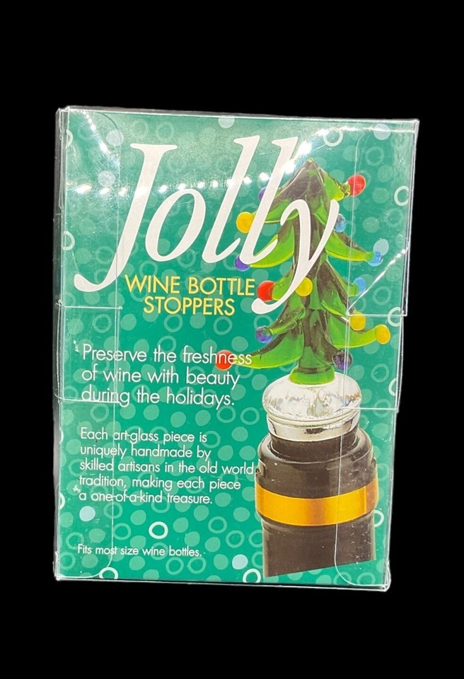 Jolly Wine Bottle Stoppers Art Glass Snowman Reindeer New In Box | eBay