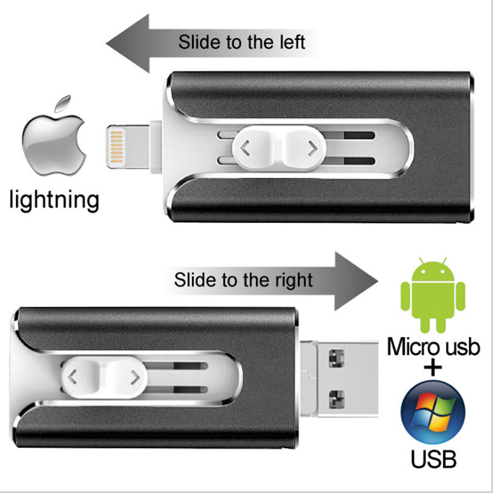 2TB 1TB 3in1 USB Flash Drive Storage Memory Stick For iPhone iPad PC ...
