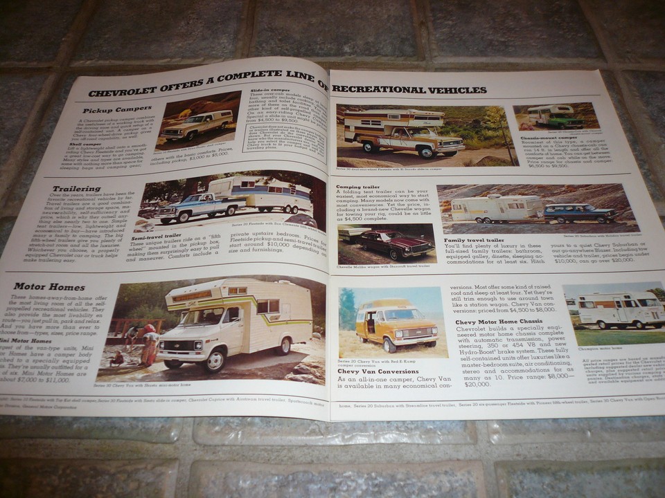 1973 Chevrolet Rec Vehicles Sales Brochure Vintage | eBay