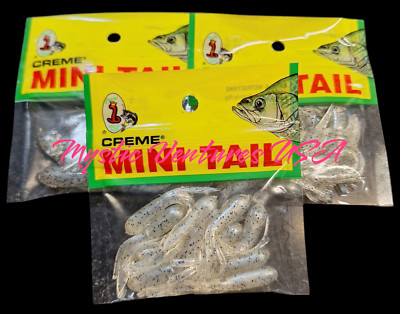 3pks Creme 1.5" Mini Tail Soft Tube Crappie Panfish Lure SALT & PEPPER ...