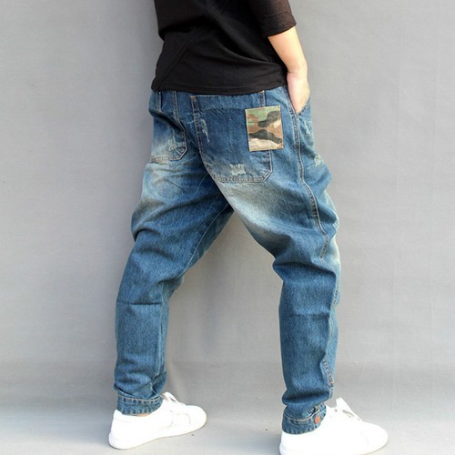 Men Drop Crotch Distressed Denim Trouser Baggy Harem Jeans Tapered ...