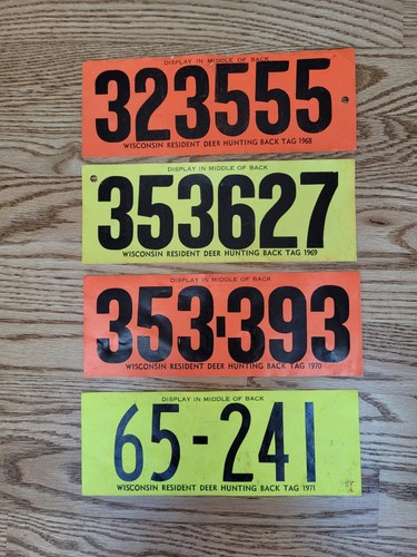 Vintage Wisconsin Gun Deer Hunting Back Tags 1968-1979; 1981-1982 (14 ...