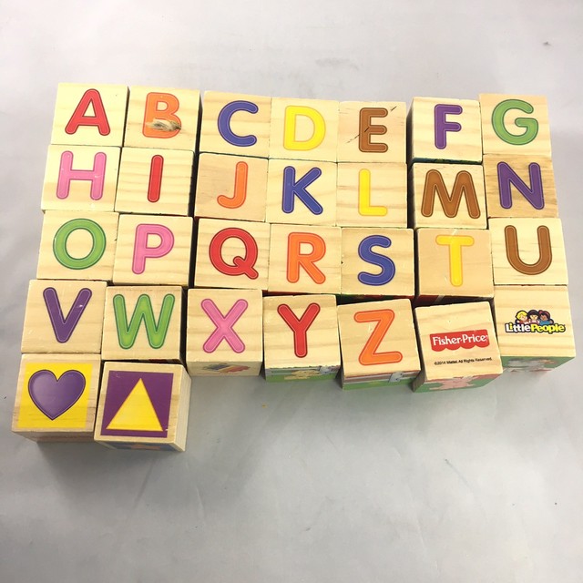Little People wooden alphabet blocks ABC upper lower case puzzle blocks ...