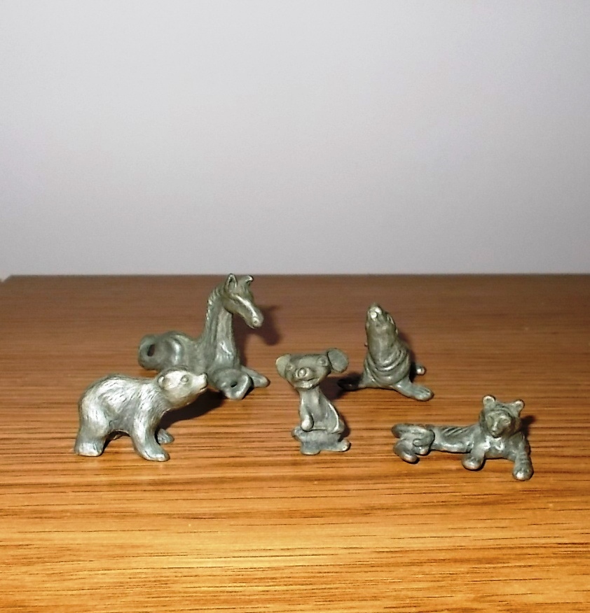 5 MINI PEWTER ANIMALS - SEAL - BEAR - MOUSE - HORSE- TIGER - MINT | eBay