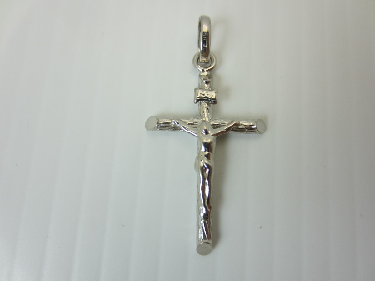 Italian White Gold Cross 18K White, Yellow & Rose Gold Italian Cross