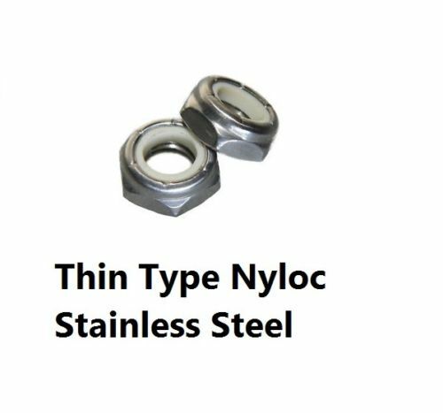 Qty 2 THIN Hex NYLOC Nut 3/8" UNF Imperial Stainless A2 70 G304 Lock | eBay