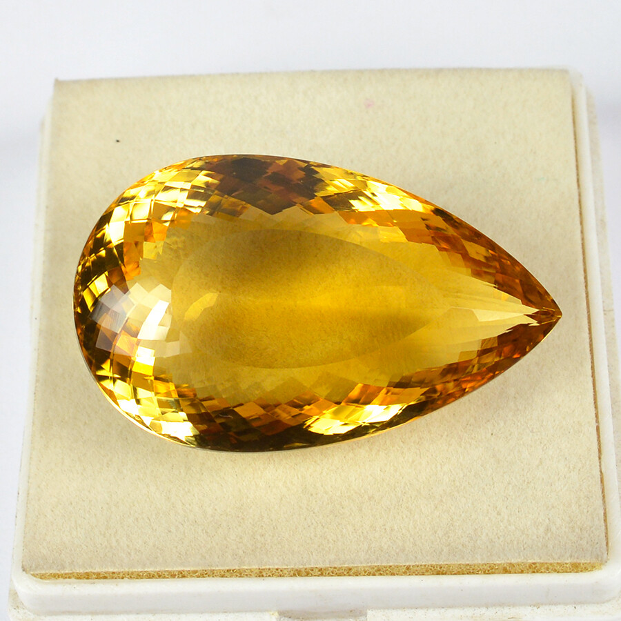 161.85 Cts Natural Certified Golden Citrine Pear Shape Loose Gemstone ...