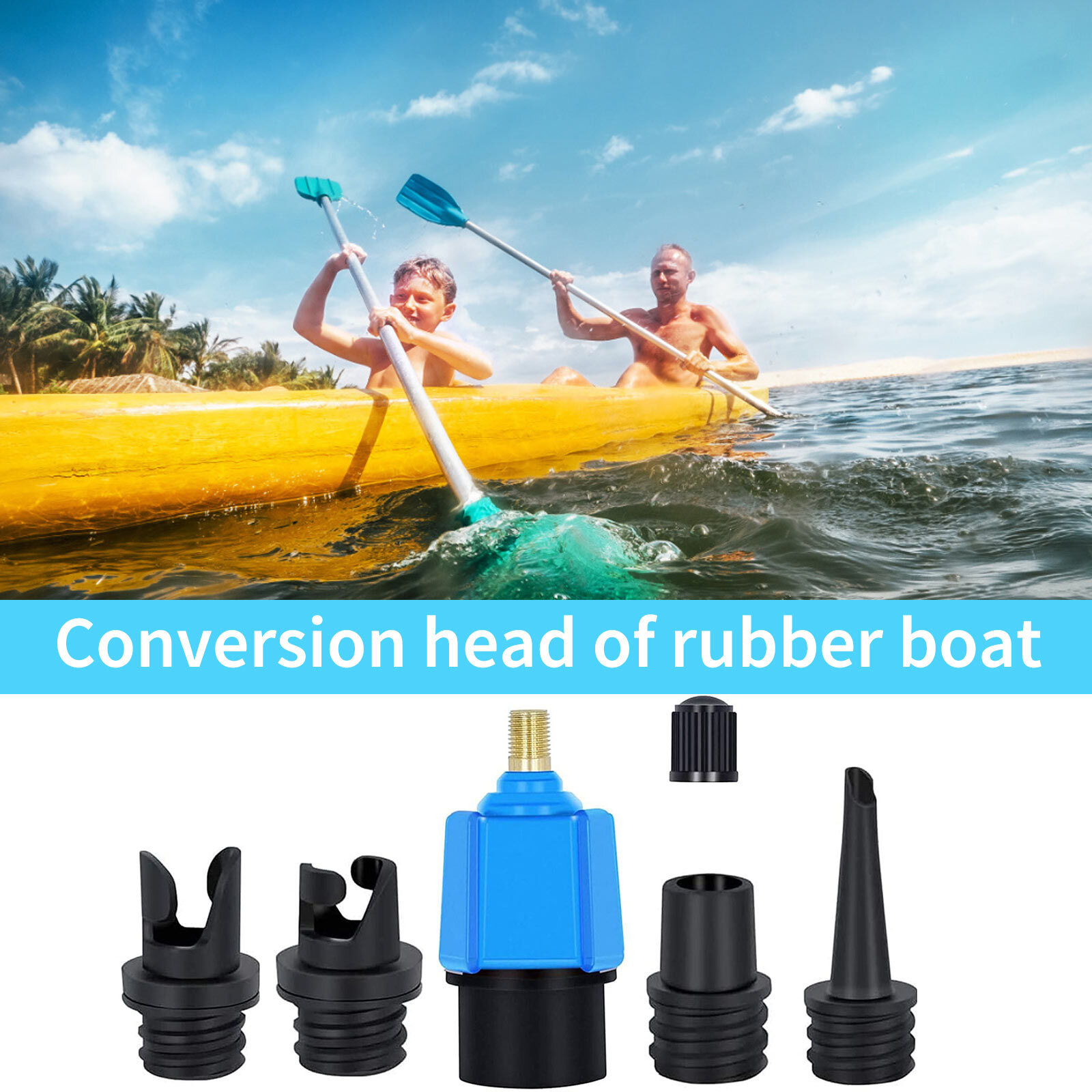 Air Valve Adapter Inflatable Rowing Rubber Boat Paddle Canoe Pump ...