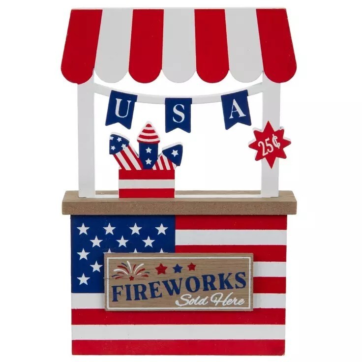 Patriotic Firework Wood Stand Booth 4th of July Tabletop Decor 6" | eBay