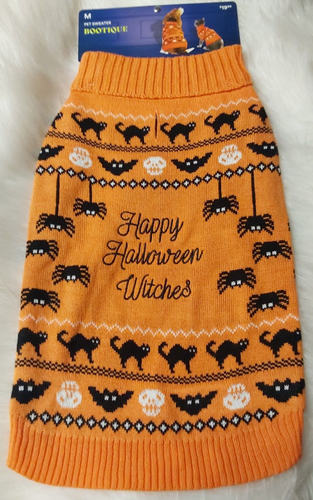 Bootique HAPPY HALLOWEEN WITCHES Size M Orange Pet Sweater, Costume - Brand New | eBay