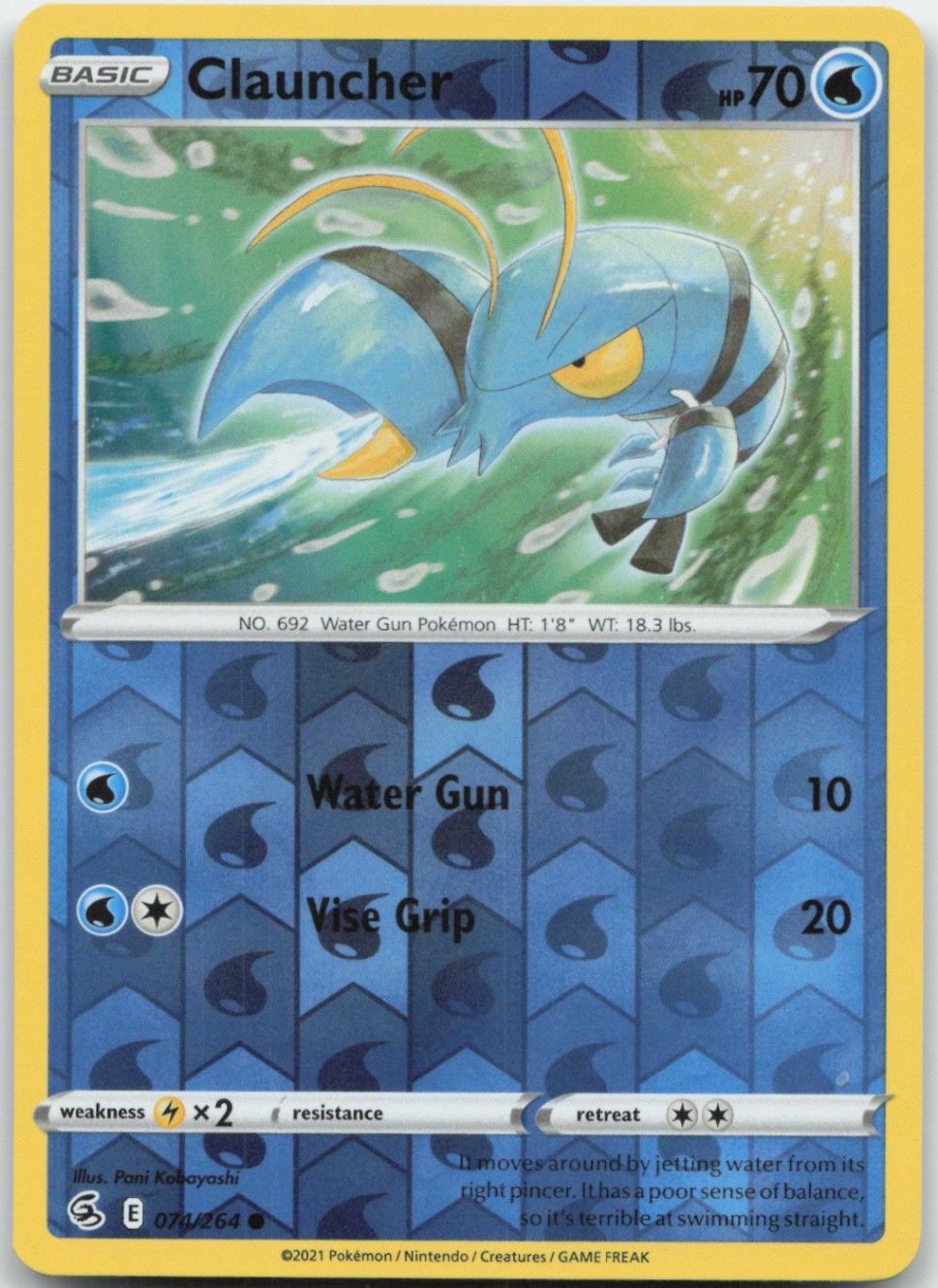 Clauncher 074/264 Reverse Holo SWSH08: Fusion Strike Pokemon Card NM | eBay