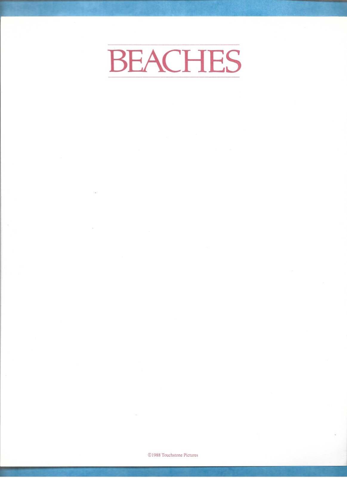 Beaches Bette Midler Touchstone Pictures (Walt Disney) 1988 Stationery ...