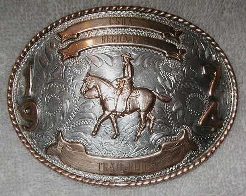 1974 CSHA REGION IV TRAIL RIDE Western Cowboy BELT BUCKLE~COMSTOCK ...