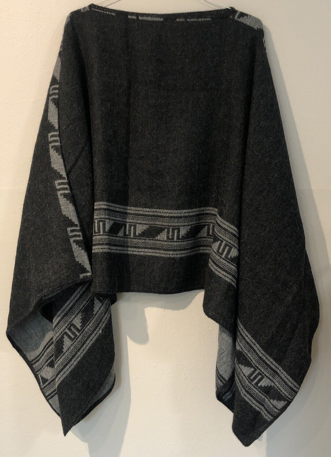 NOVICA Peruvian wrap poncho - black & gray - alpaca &… - Gem
