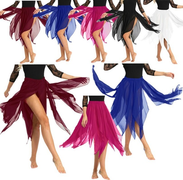 Womens Belly Dance 13 Panel Chiffon Skirt Adult Performance Costume