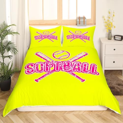 Softball Bedding Set,Ball Games Theme Comforter Cover Full 80"x90 ...