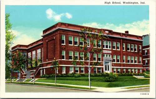 Postcard IN Daviess County Washington High School Building 1940s F20 | eBay