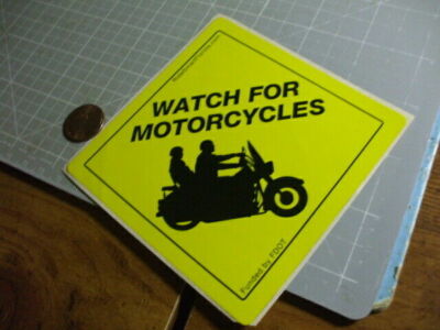 YELLOW WATCH FOR MOTORCYCLES Sticker / Decal OLD STOCK ORIGINAL | eBay
