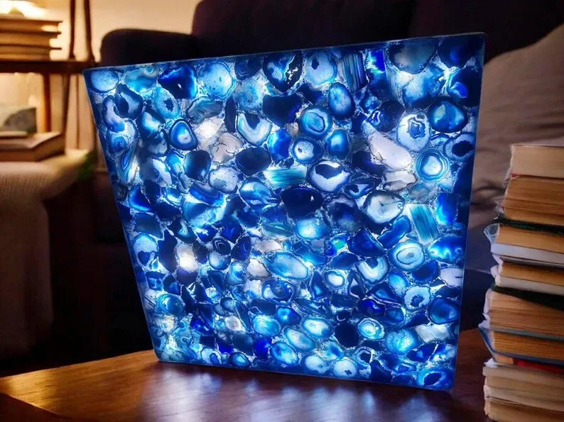 Backlit Blue Agate Kitchen Countertops Stone Translucent Panels, Agate ...