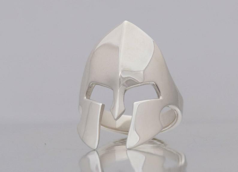 Leonidas Greek Army Helmet Gladiator 935 Argentium Silver Unique Ring ...