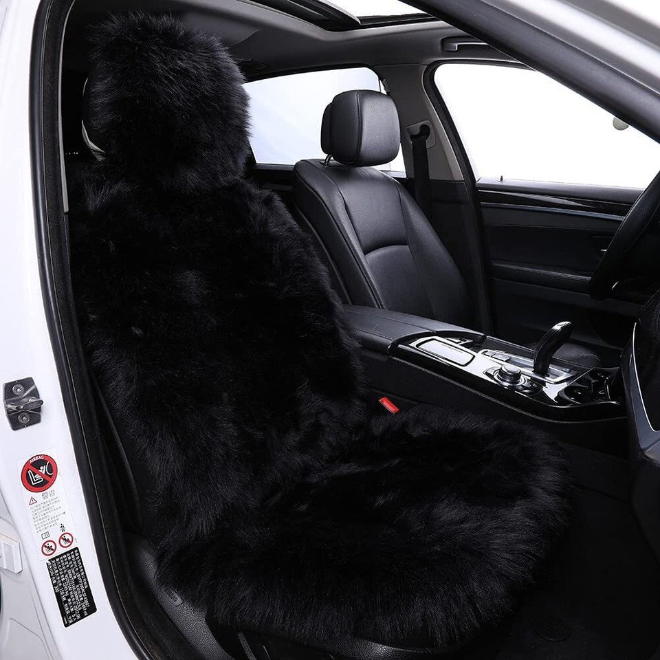 1X Soft Faux Sheepskin Fur Car Seat Cover Warm Plush Full Car Front ...