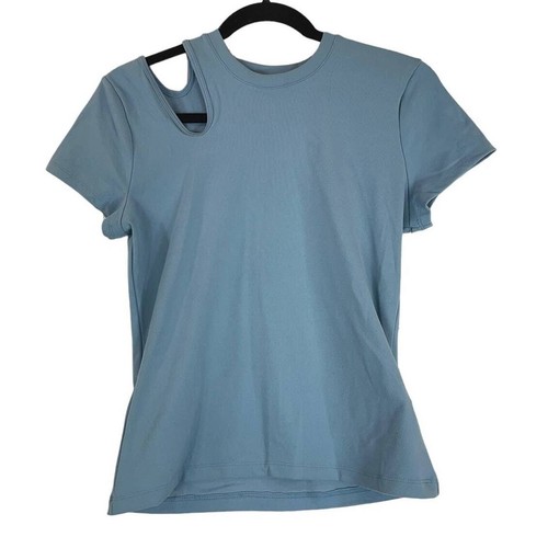 Nine West Active Womens size Small S top blue cutout shoulder t-shirt ...